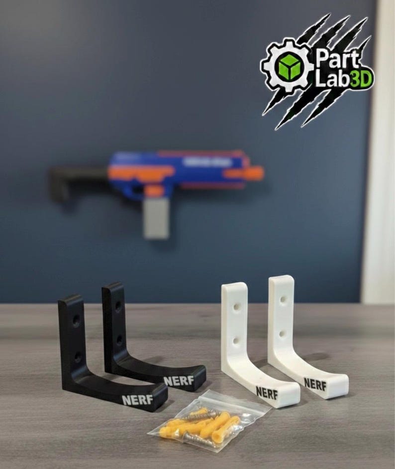 Nerf Gun Wall Mount Brackets – Toy Blaster Holder – Wall Hooks With ...
