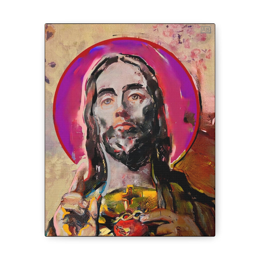 Small Picture of Jesus, 8'' X 10'' Jesus, Retro Jesus, Jesus on Canvas ...
