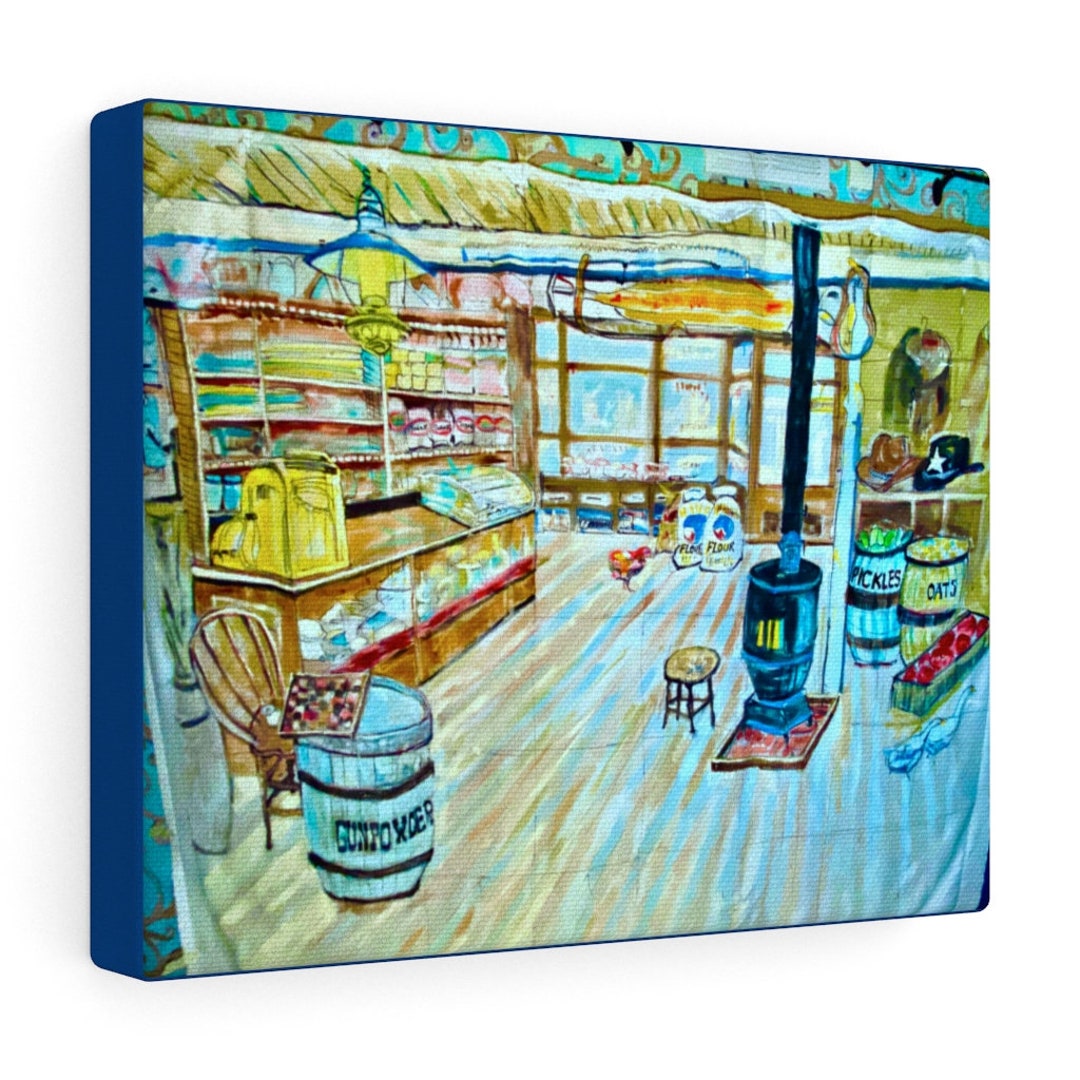 General Store Vintage Canvas Painting Print, Old Western General Store ...