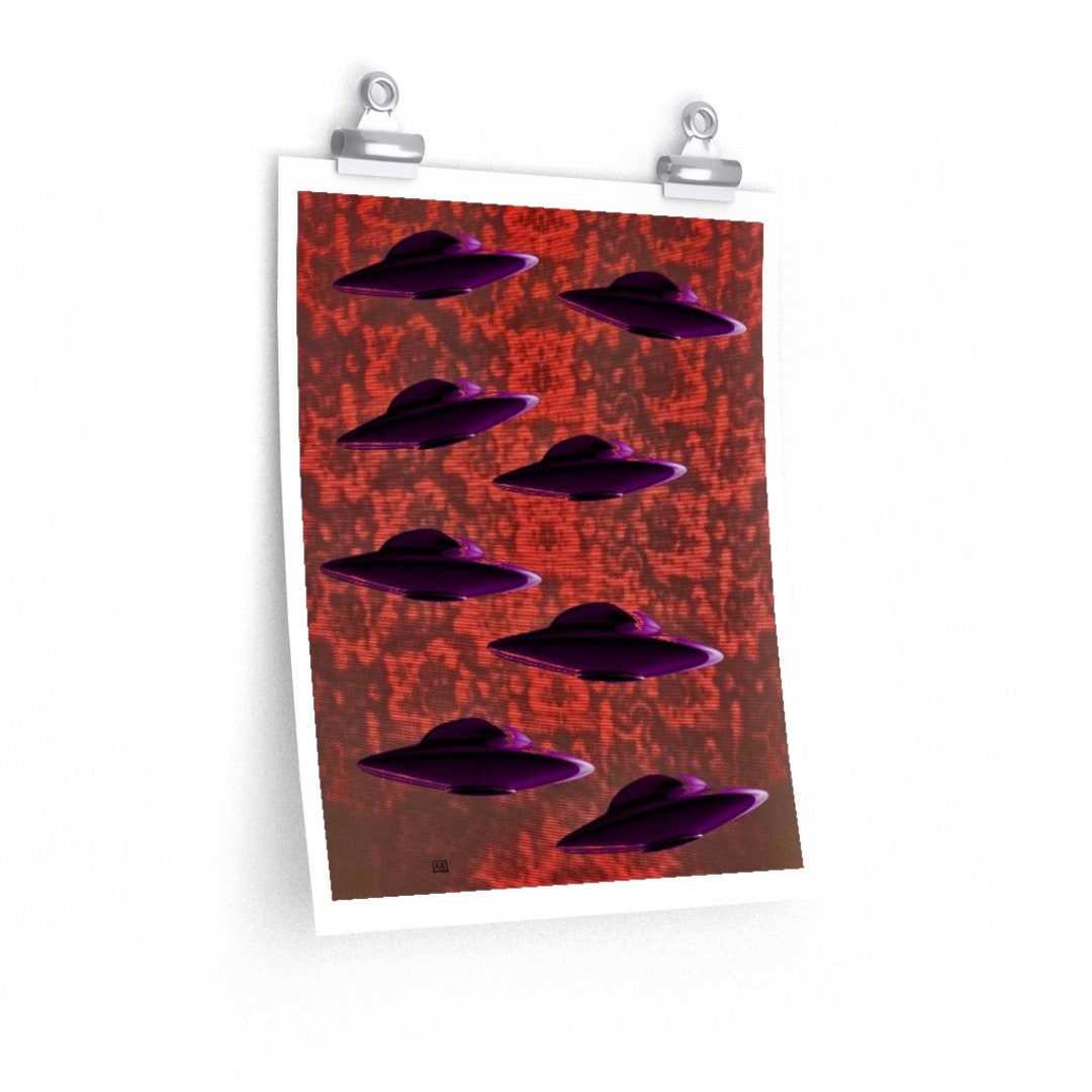Vintage UFO Poster, Red & Black UAP Art Print (11x14) - Etsy