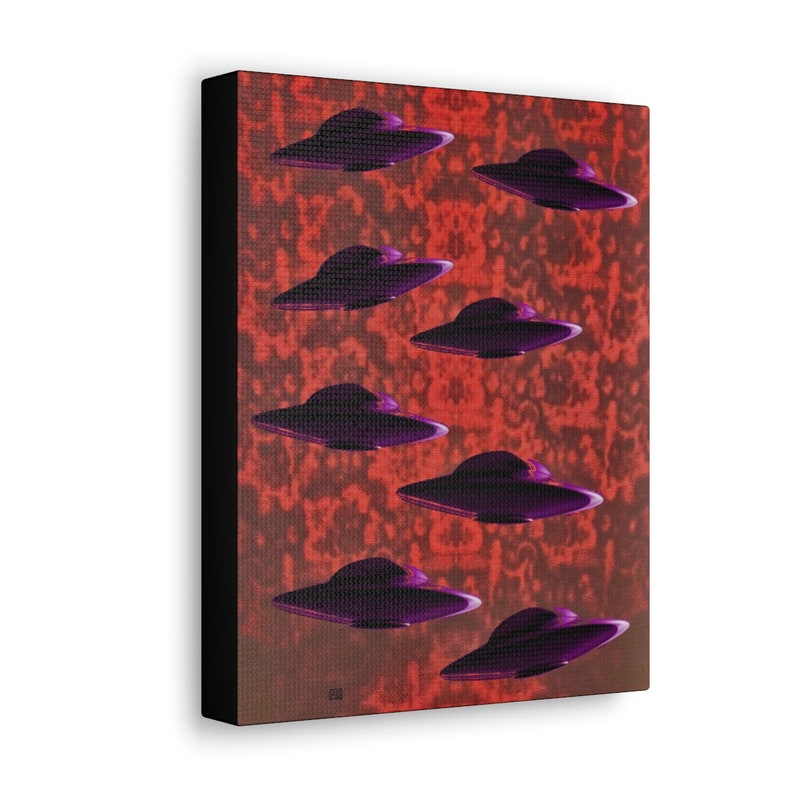 Fun UFO Painting on Canvas, Small Colorful Painting, Small Unique ...