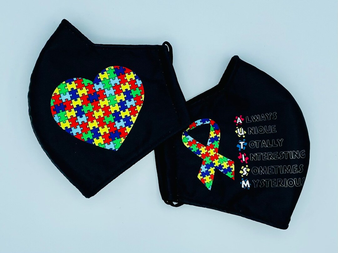 Autism Awareness Adult High-quality Face Mask, Autism Face Mask, Puzzle ...