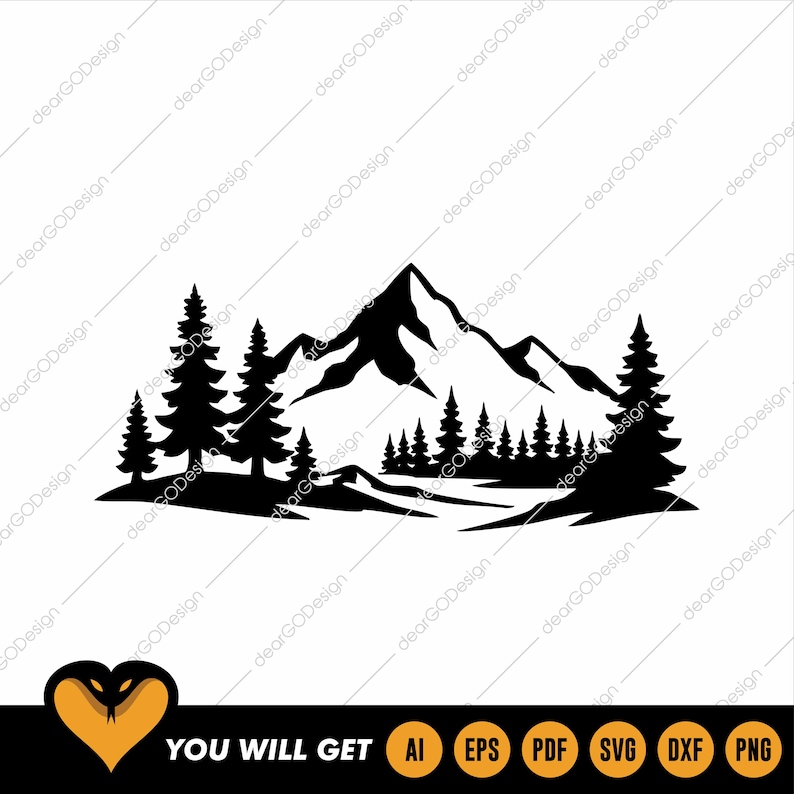 Mountain Forest Laser Cut File PNG SVG EPS | Nature Landscape (digital ...