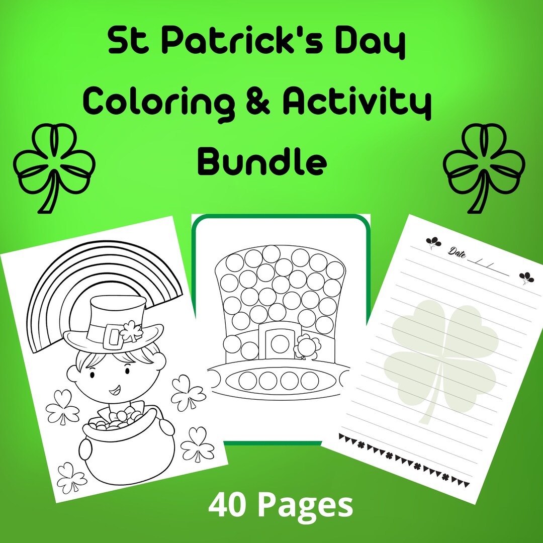 St Patrick's Day Coloring Activity Bundle - 5 Activities - 40 Pages to ...
