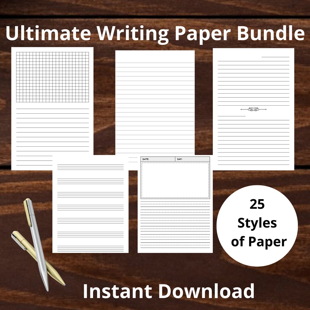 Ultimate Writing Paper Bundle, Dot Grid Paper, Printable Lined Writing ...