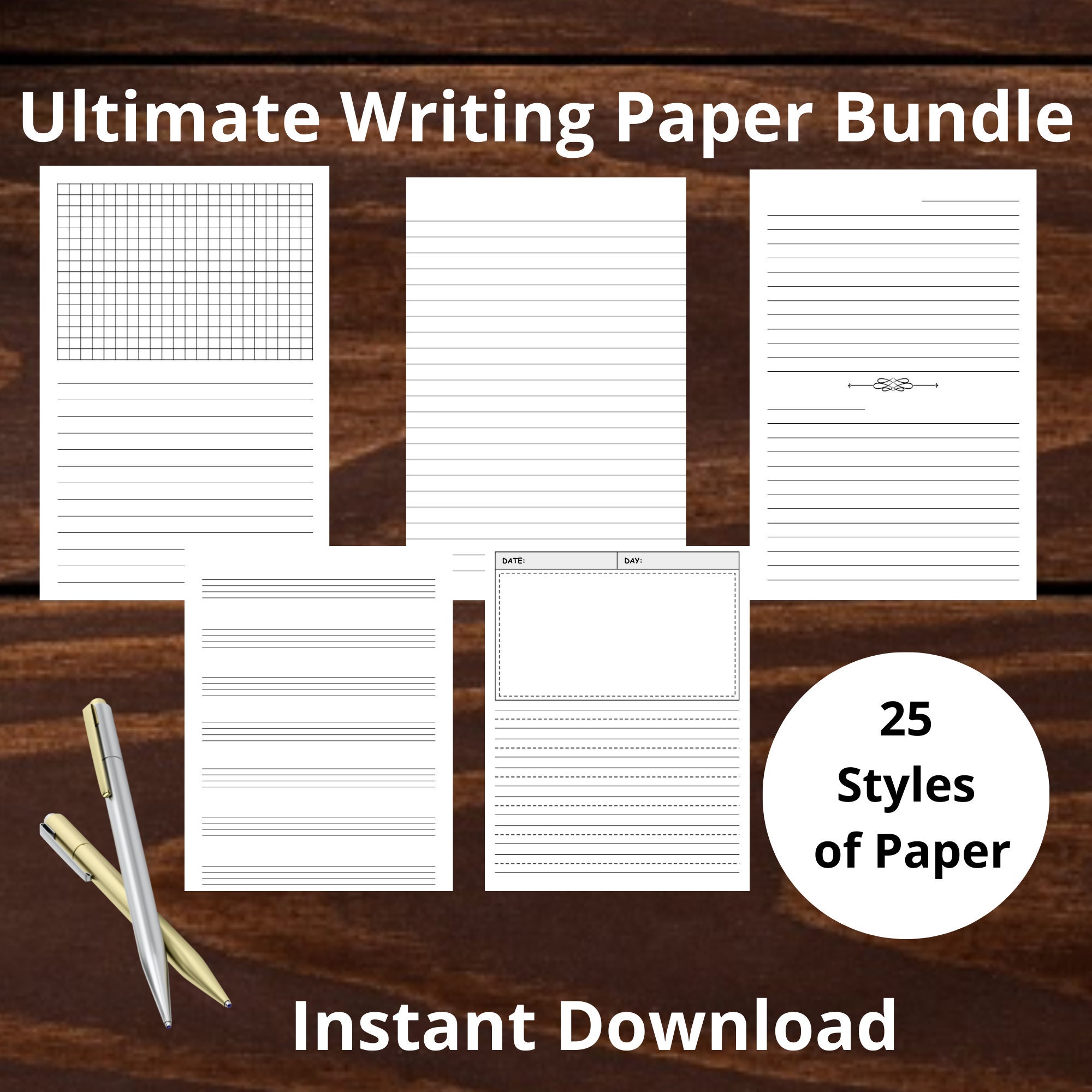 Ultimate Writing Paper Bundle, Dot Grid Paper, Printable Lined Writing ...