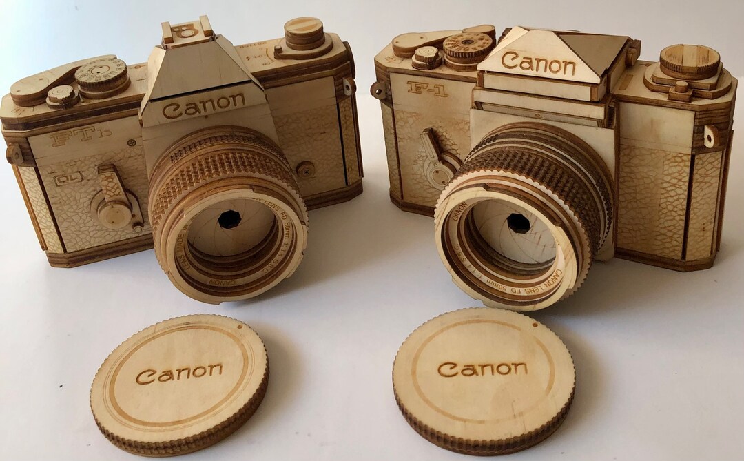Lot of 2 Wooden CANON Collectible Model Camera Replica (F-1 and Ftb) - Etsy