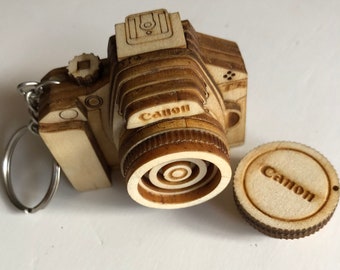 Wooden Camera Keychain - Etsy