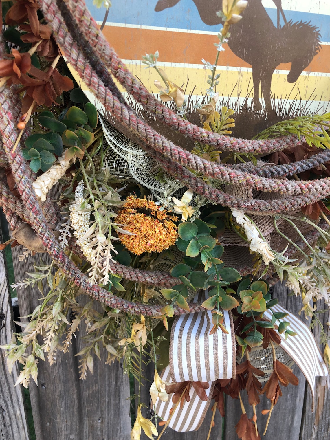 Rodeo Life Swag Western Home Decor Neutral Color Wreath Cowboy Wreath ...