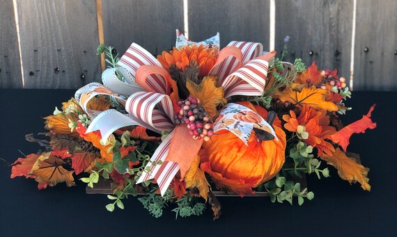 Fall Centerpiece Orange and Blue Centerpiece Home Decor - Etsy