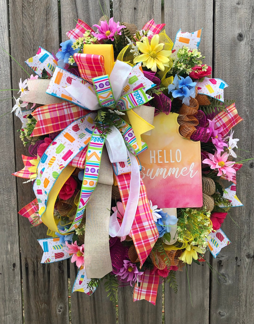 Hello Summer Wreath - Popsicle Wreath - Colorful Wreath - Summer ...