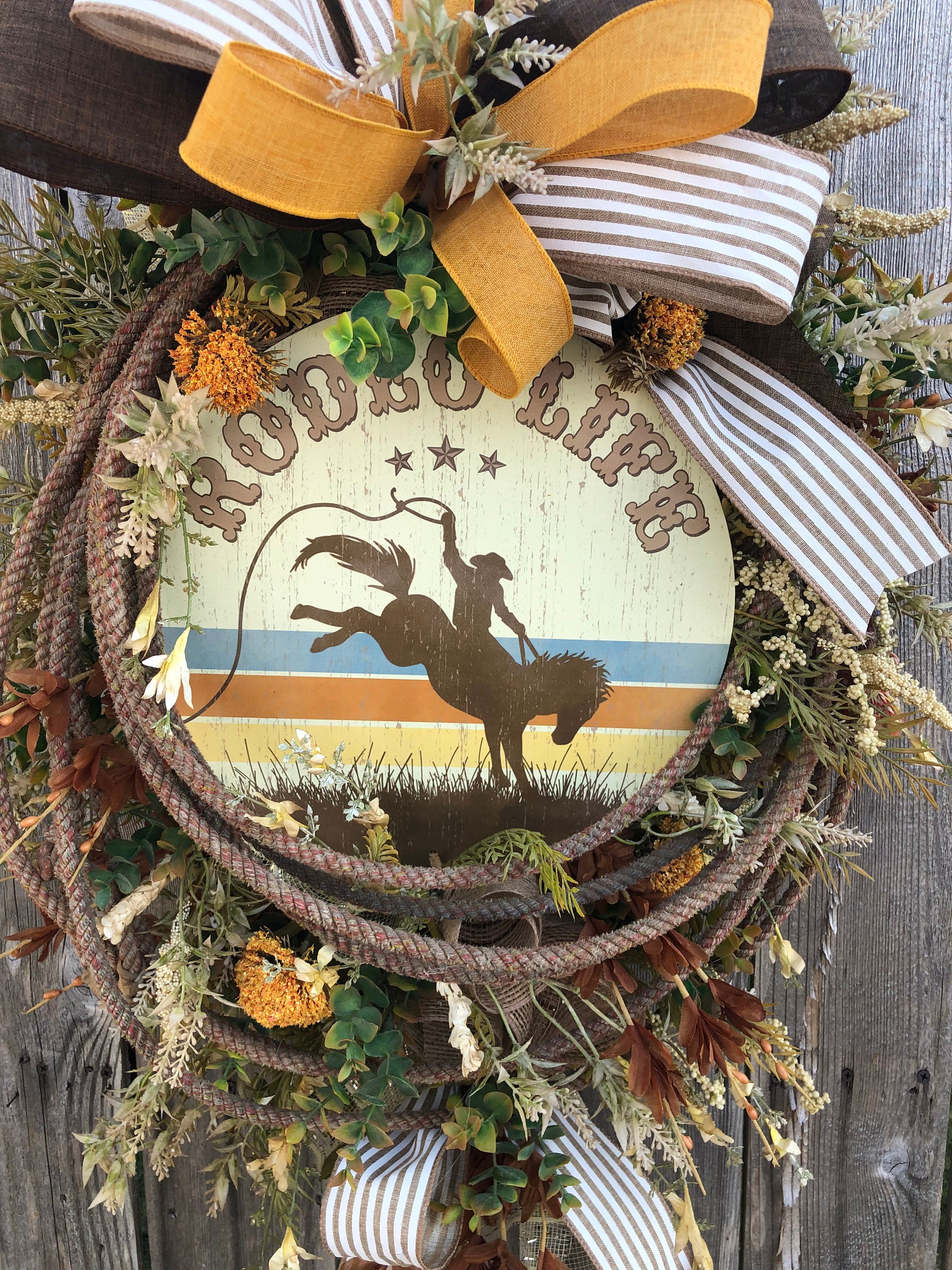 Rodeo Life Swag - Western Home Decor - Neutral Color Wreath - Cowboy ...