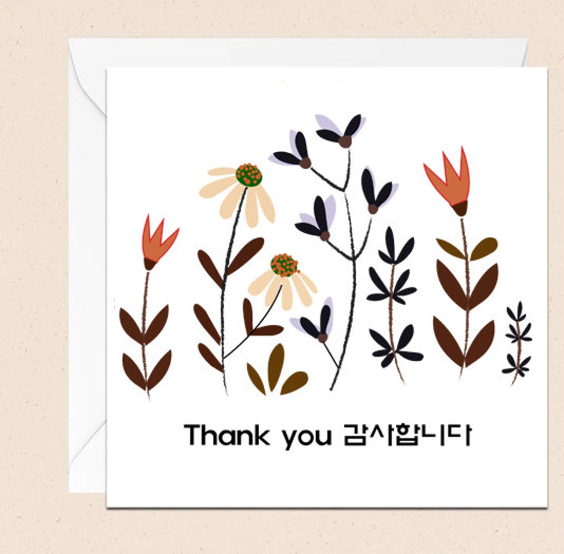 Thank You Korean Card Printable L Korean Thank You Card Flower Thank ...