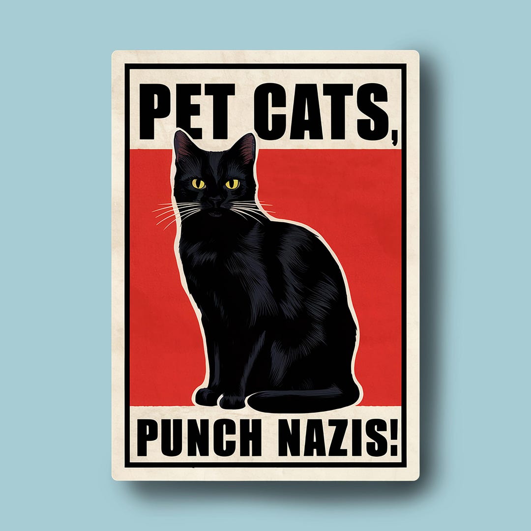 Pet Cats Punch Nazis, Political Sticker, Cat Stickers, - Etsy