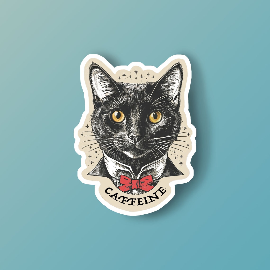 Caffeine Cat Sticker Black Cat Sticker Caffeine Sticker - Etsy