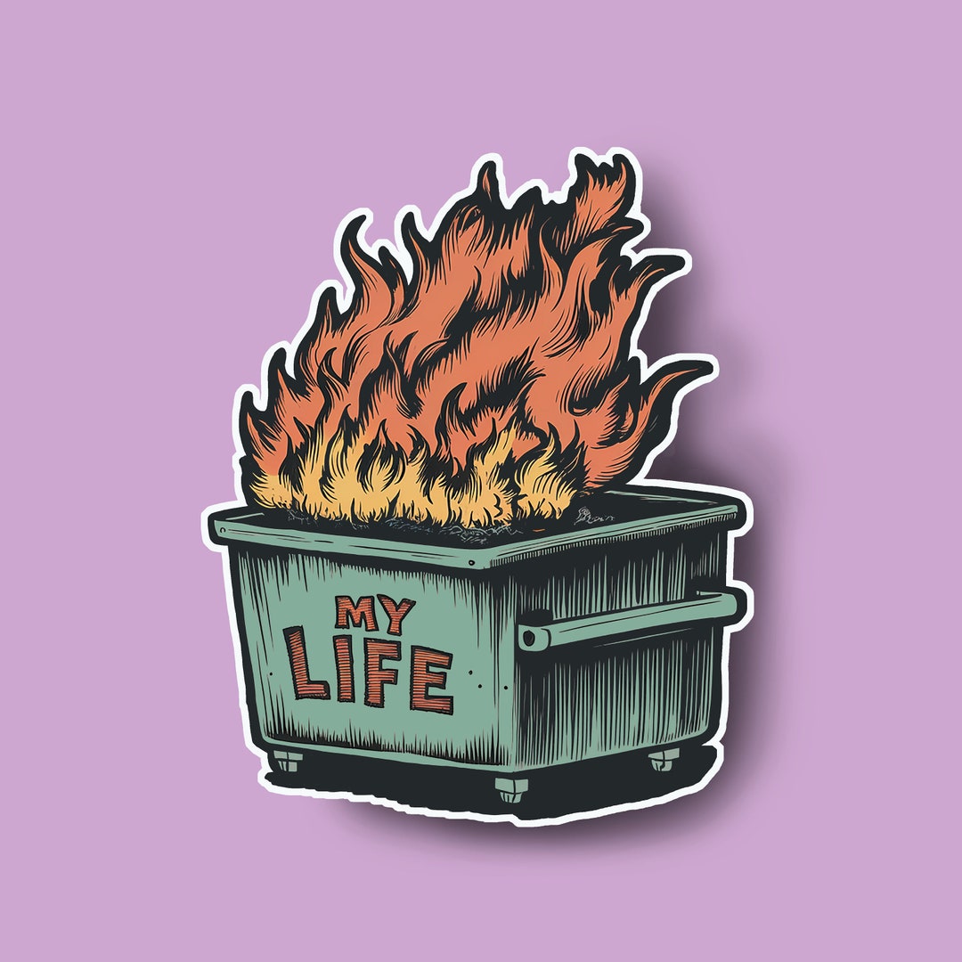 Dumpster Fire Sticker: Funny Water Bottle, Laptop Decal - Etsy