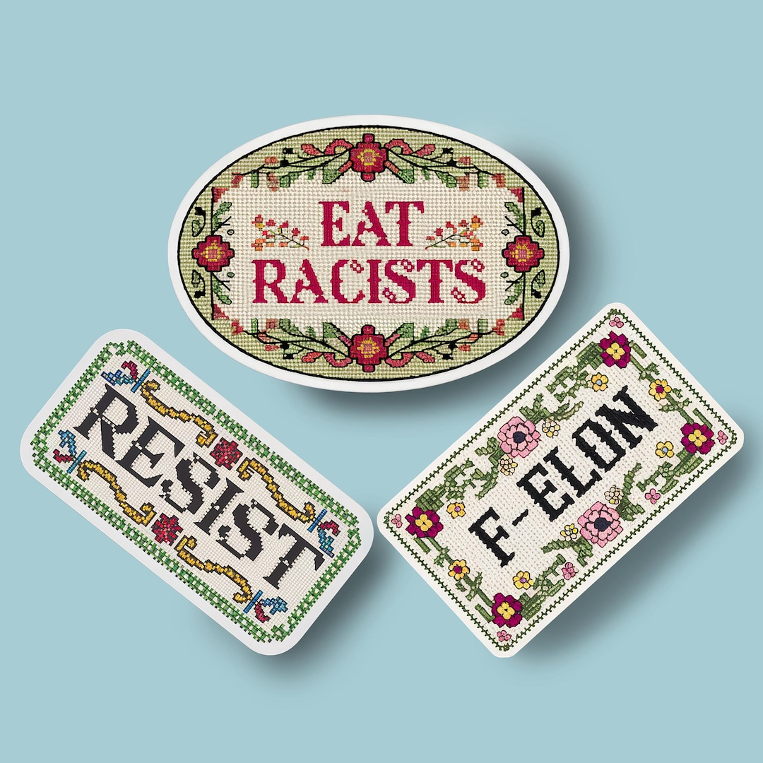 Protest Sticker Pack, Political Stickers, Felon, Cross Stitch Stickers ...