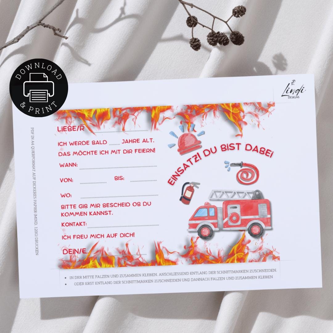 Fire Department Invitation | Digital Print | Print at Home | PDF - Etsy