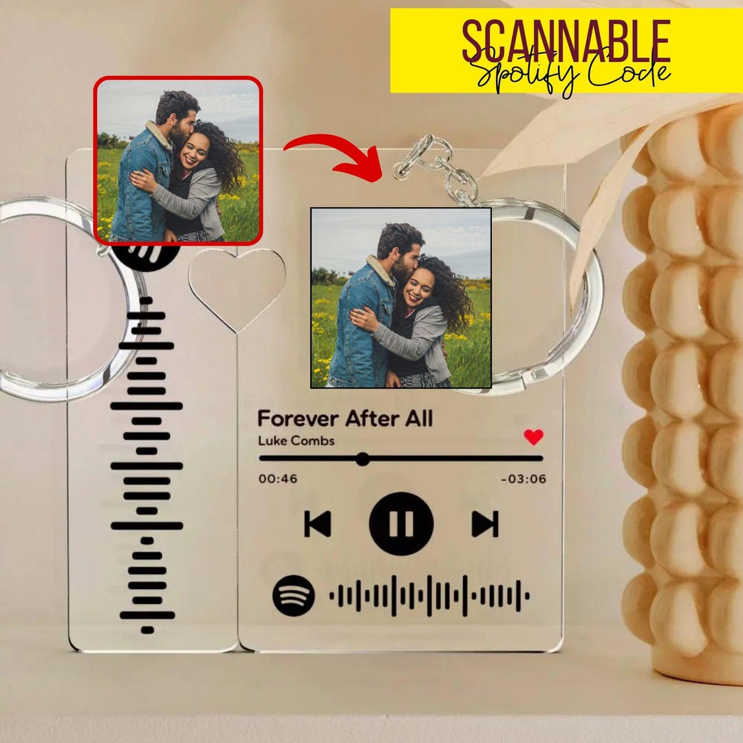 Personalised Scannable Music Code Gift With Picture Keychain, Memorable ...