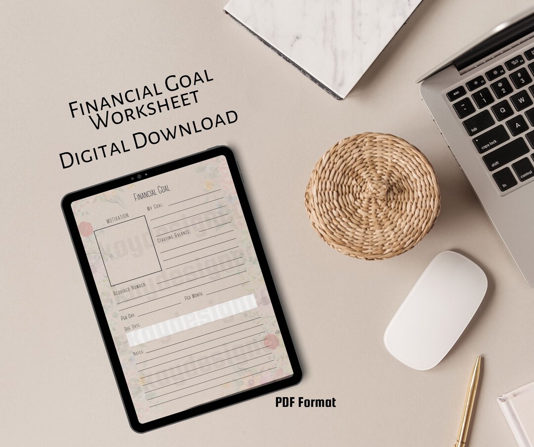 Printable Financial Goals Worksheet | Financial Goals Worksheet - Etsy