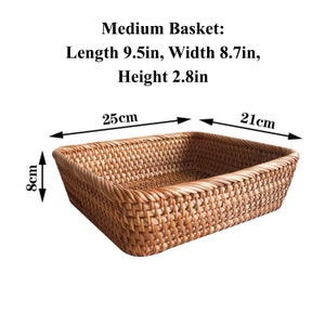Handwoven Storage Basket & Tray Set of 3 Wicker Rectangular Basket for ...