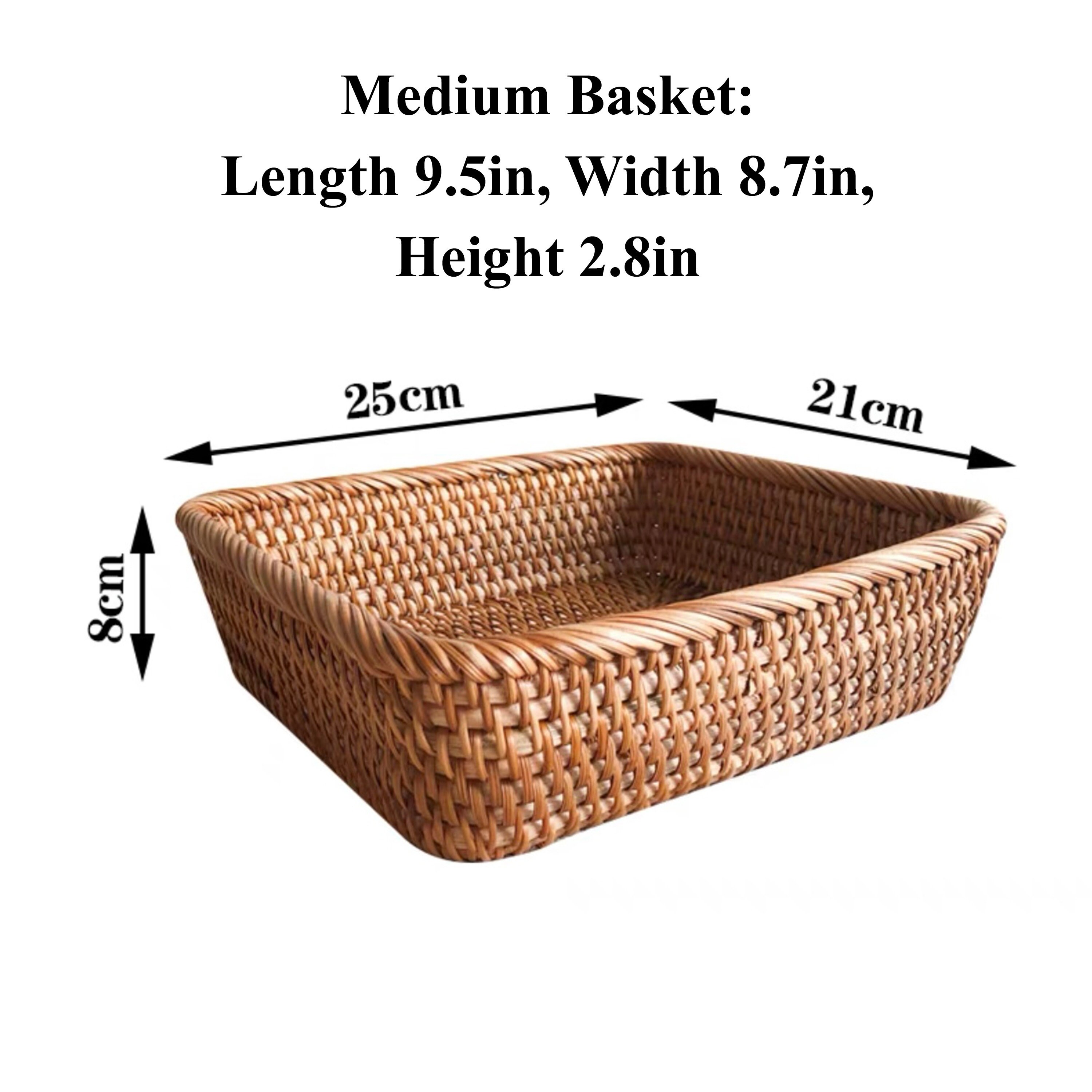 Handwoven Storage Basket & Tray Set of 3 Wicker Rectangular Basket for ...
