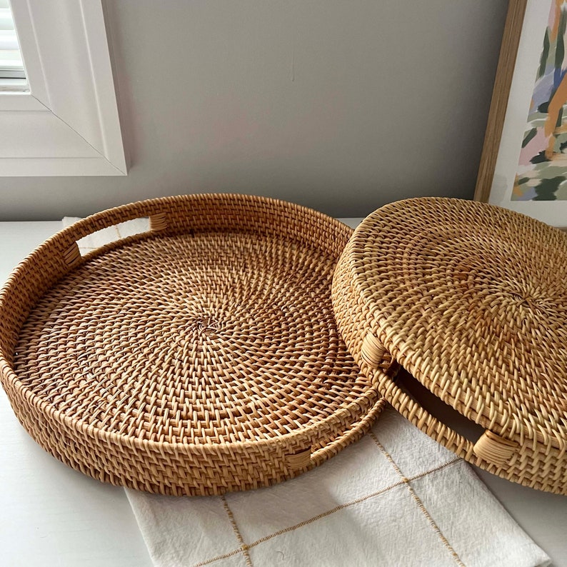 Decorative Trays for Coffee Table Decor Round Tea Tray With Handle ...