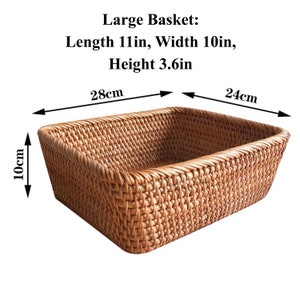 Handwoven Storage Basket & Tray Set of 3 Wicker Rectangular Basket for ...