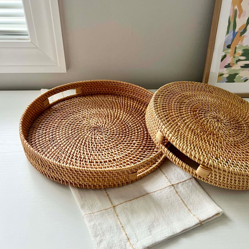 Decorative Trays for Coffee Table Decor Round Tea Tray With Handle ...