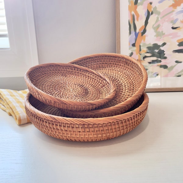 Wicker Round Bowl - Etsy