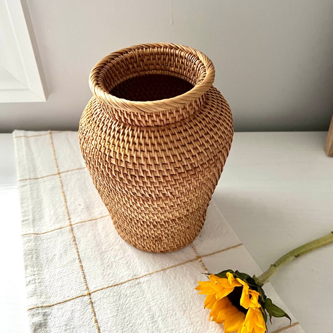 Rattan Flower Vase French Country Rustic Home Decor Handmade Decorative ...