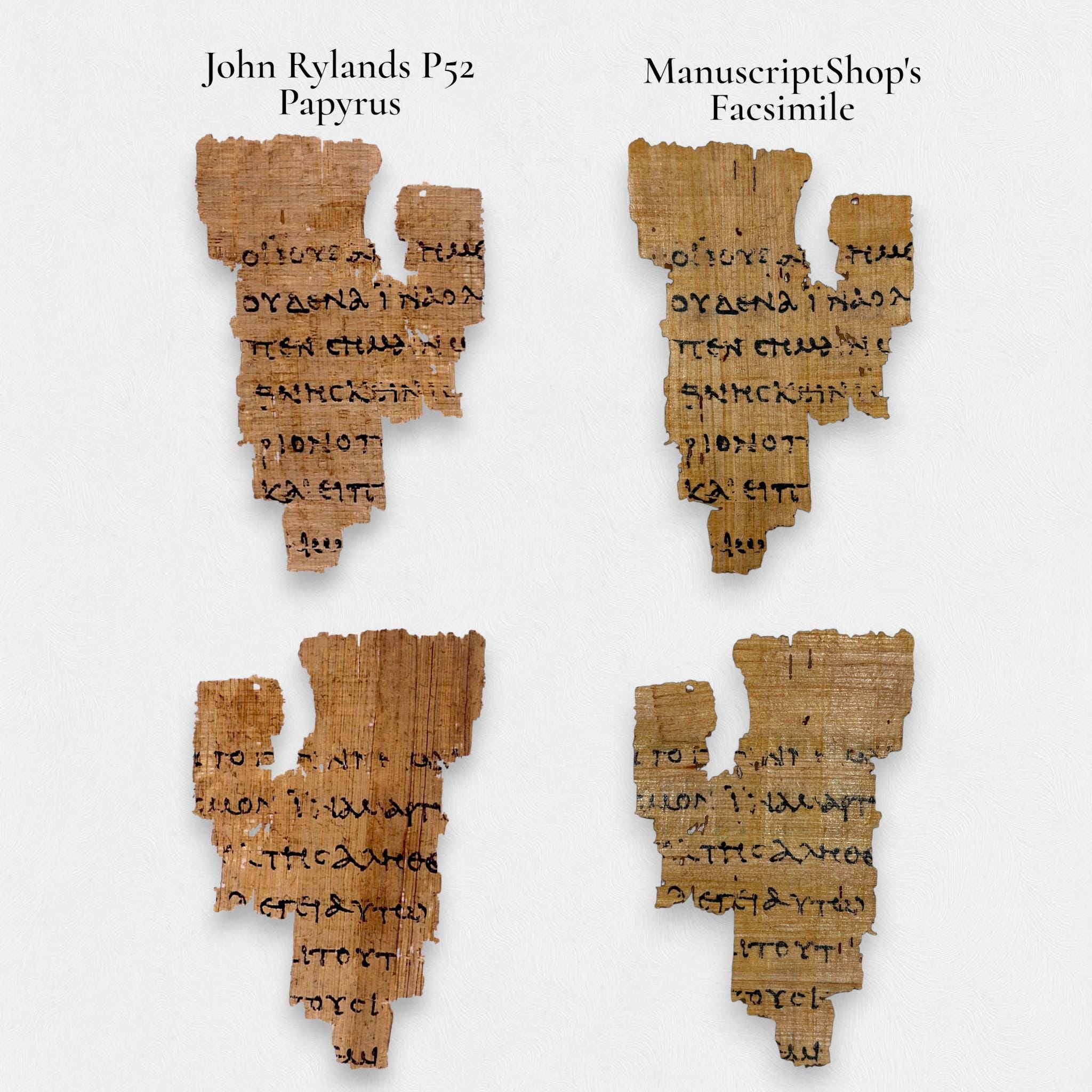 Papyrus 52 (P52) Manuscript Facsimile | Earliest New Testament Fragment ...