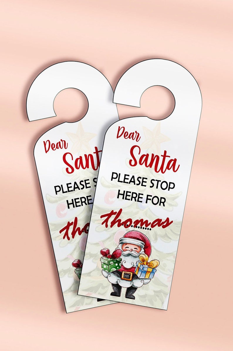 Printable Santa Clause Stop Here Welcome Sign Door Hanger Christmas New ...