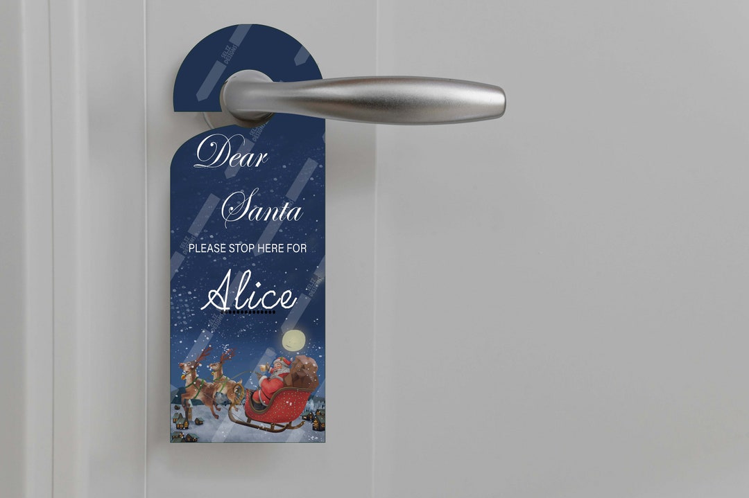 Printable Santa Clause Stop Here Welcome Sign Door Hanger Christmas New ...