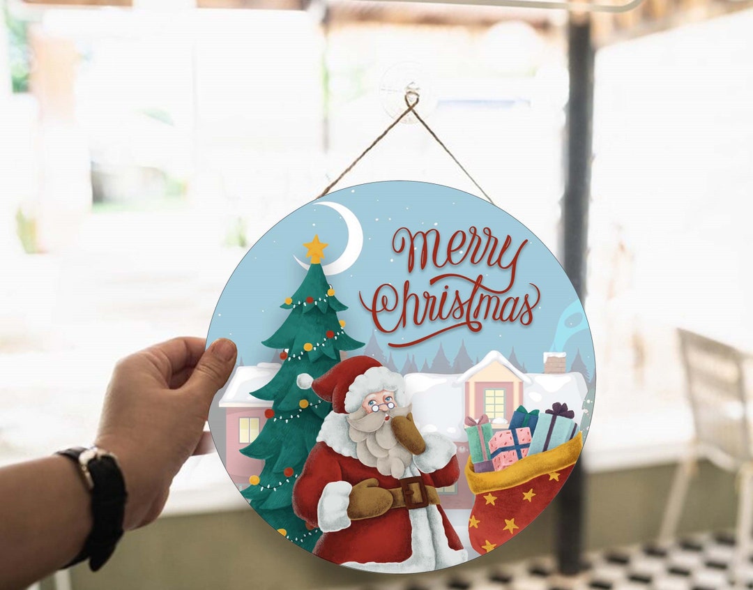 Printable Santa Clause Welcome Sign Door Hanger Christmas New Year ...