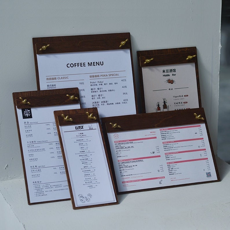 Vintage Menu Clip Board, A4 Wooden Clipboard, Restaurant Mini Clipboard ...