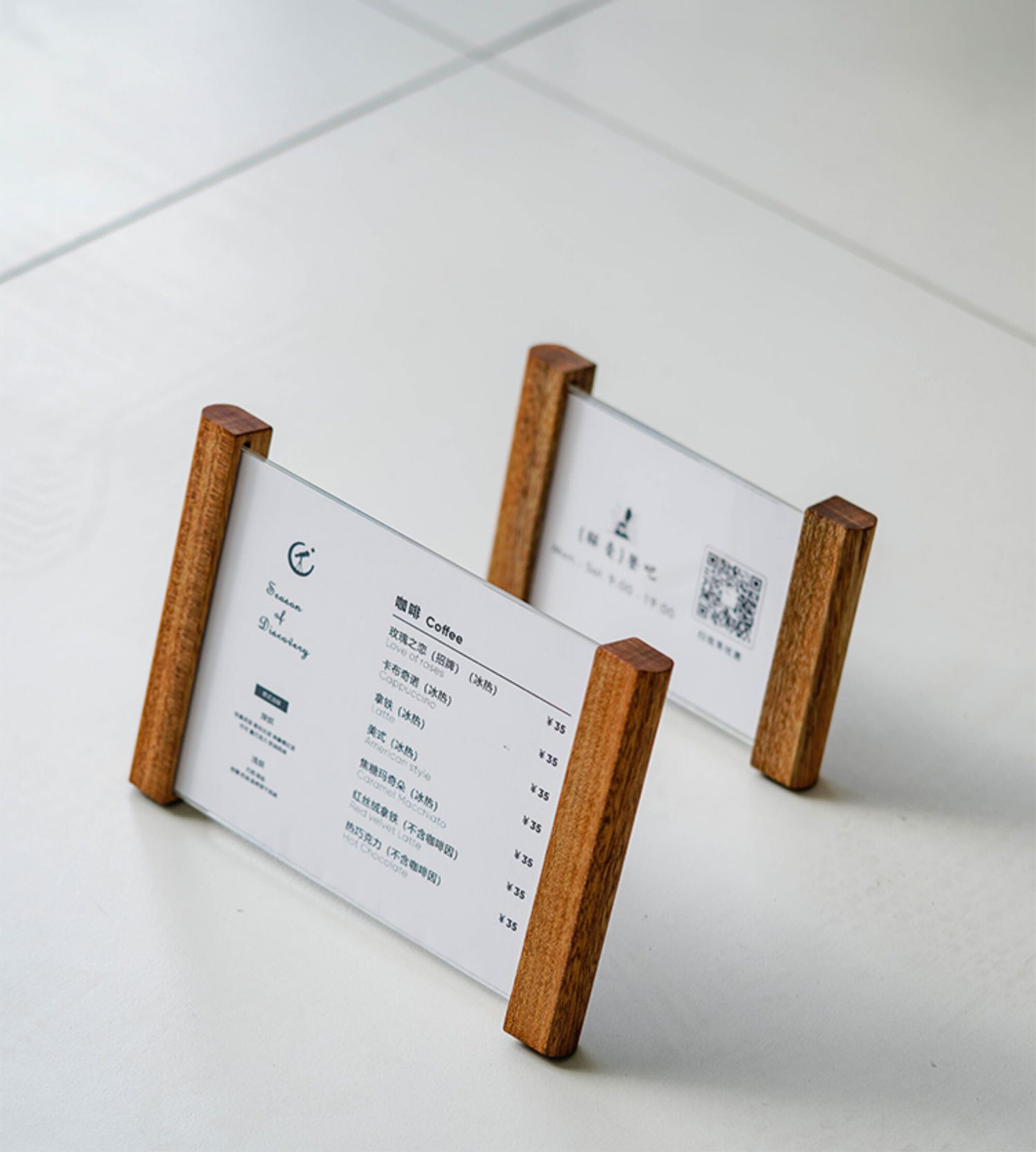 Acrylic Menu Display With Wood Stands Acrylic Sign Holder - Etsy Canada