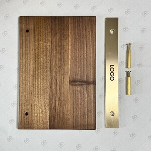 Walnut Wood & Brass Menu Holder: Restaurant Bar Wedding Display - Etsy