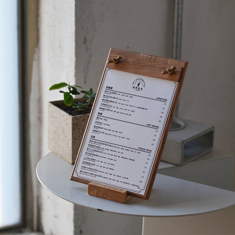 A4/A5 Menu Stand, Wooden Cafe Menu Board, Restaurant Clipboard - Etsy