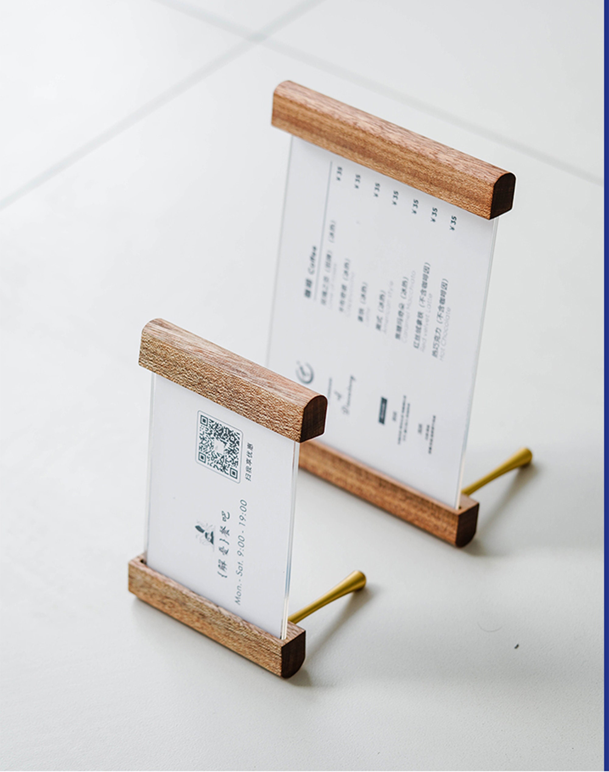 Acrylic Menu Display With Wood Stands Acrylic Sign Holder - Etsy Canada