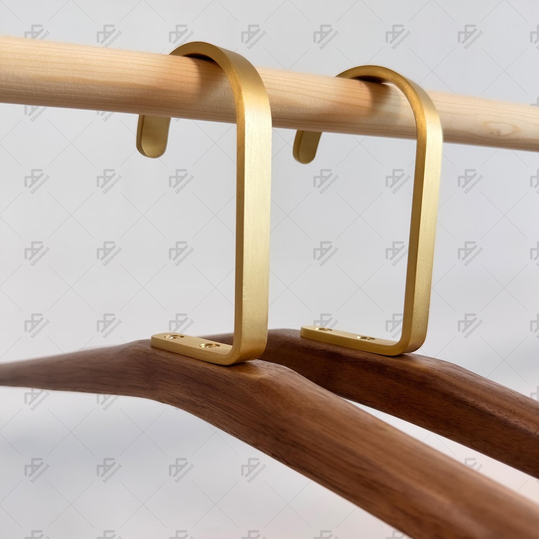 Clothes Hanger, Wooden Brass Clothing Hanger, Non Slip Clothes Rack ...