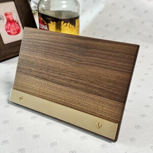 Walnut Wood & Brass Menu Holder: Restaurant Bar Wedding Display - Etsy