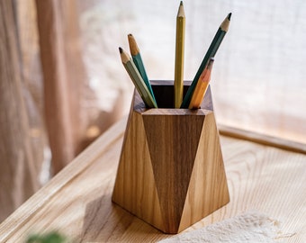Wood Desktop Pen Holder | Etsy