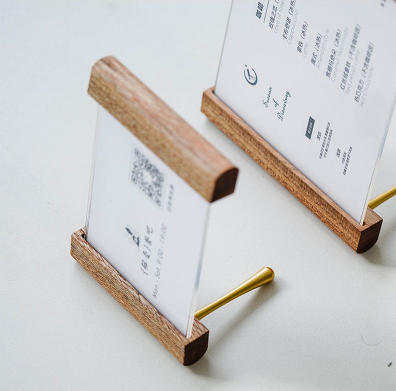 Acrylic Menu Display With Wood Stands Acrylic Sign Holder - Etsy Canada