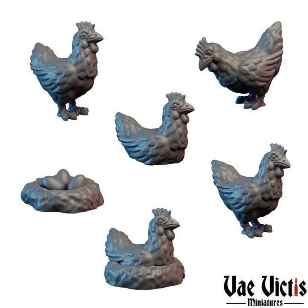 Chickens | Set of 6 | Village Uprising - Vae Victis Miniatures | High ...
