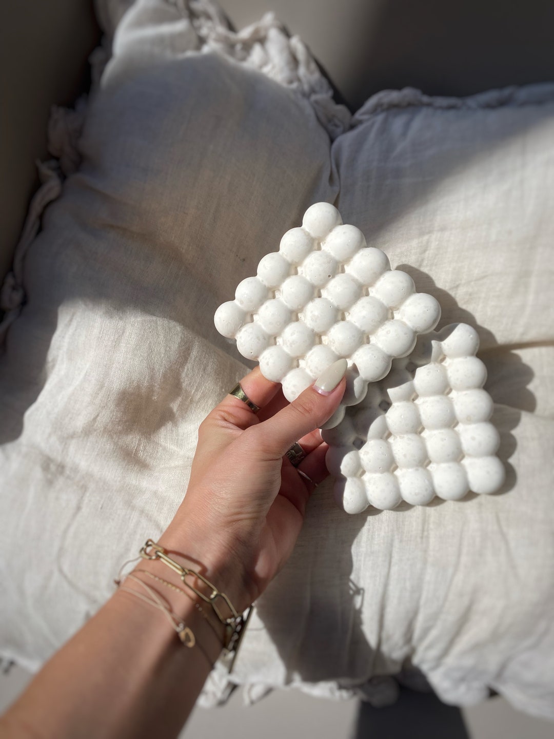 Glass Coasters "bubbles" | Square Saucers | Home Decor | Housewarming ...