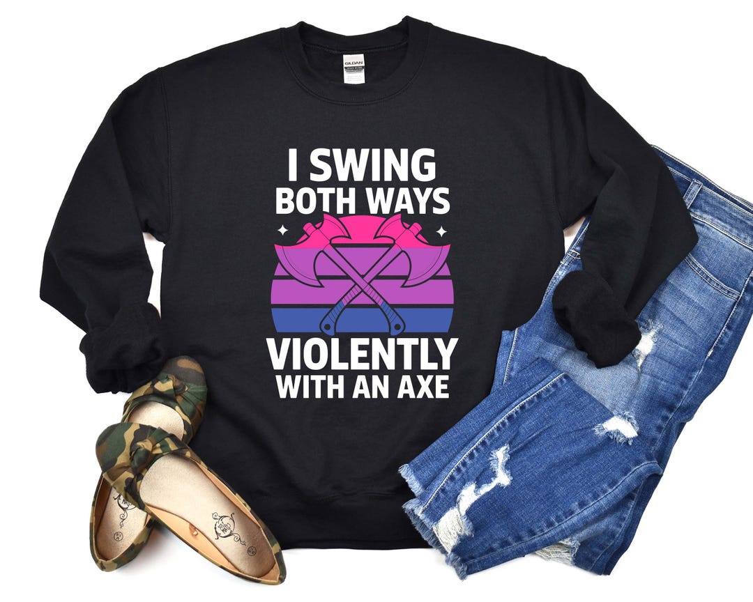 Bisexual Pride Shirt: Playful Axe Design - Bi Flag Colors, Unisex ...