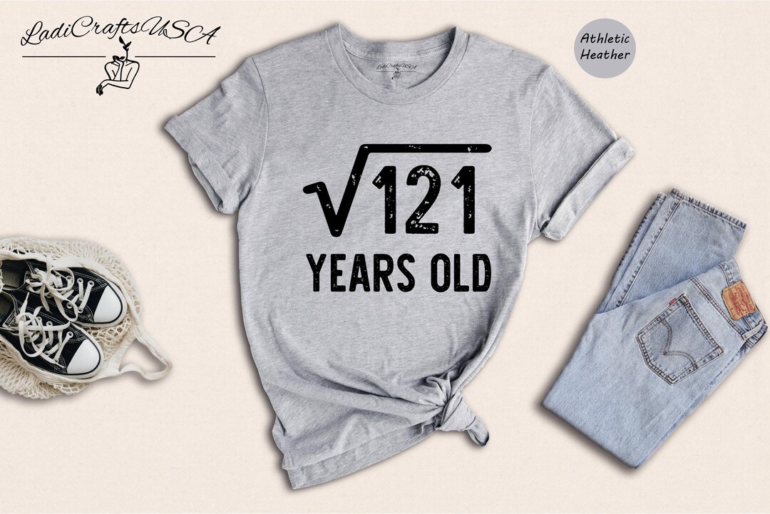 11th Birthday Math Shirt: Square Root 121 Graphic - Cotton Blend ...