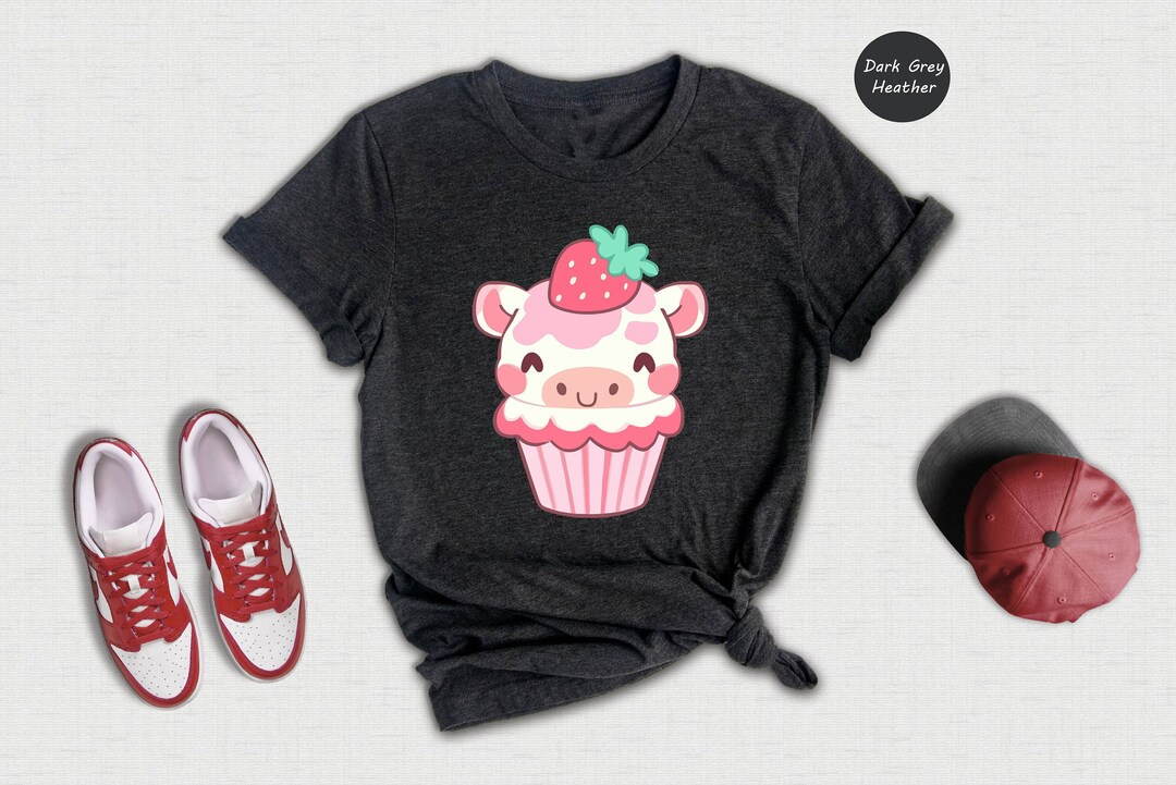 Pocket Strawberry Cow Shirt, Cute Strawberry Cow Cupcake T-shirt, Cute ...