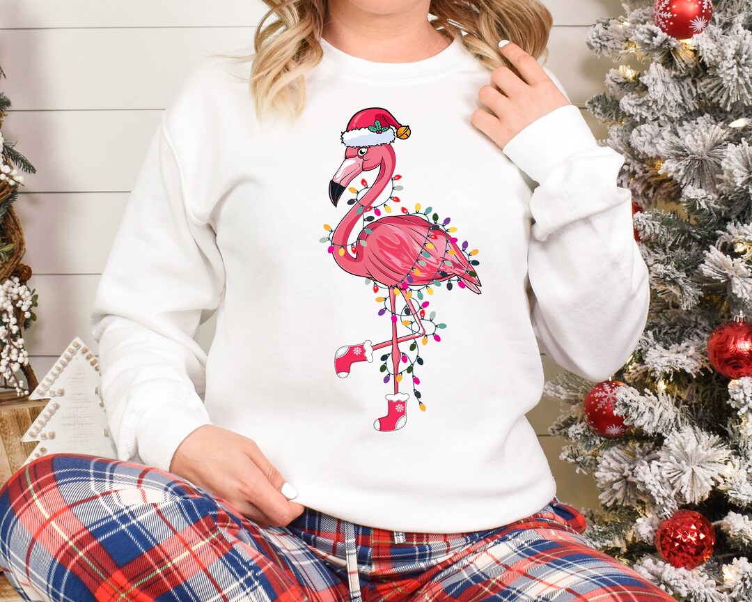 Chrismas Flamingo Sweatshirt, Cute Flamingo Sweater, Animal Christmas ...